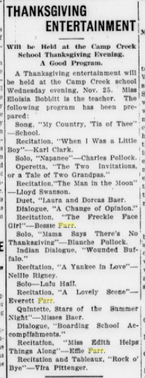Camp Creek School 1908 – Farr's of Fulton County, Illinois